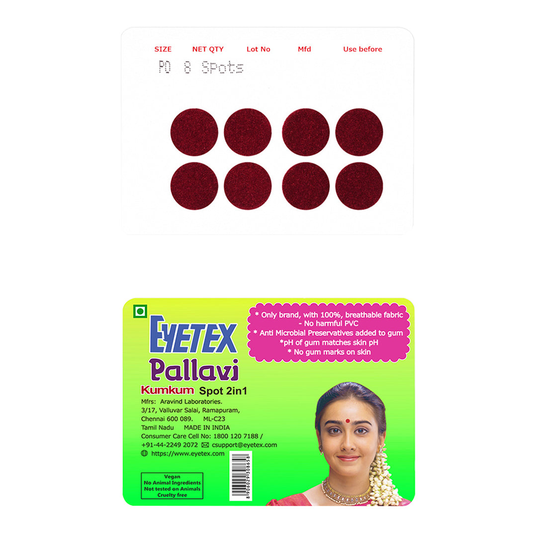 Pallavi Kumkum Spot 2 in 1 - Round - Maroon | Wholesale Pack of 10 – Eyetex